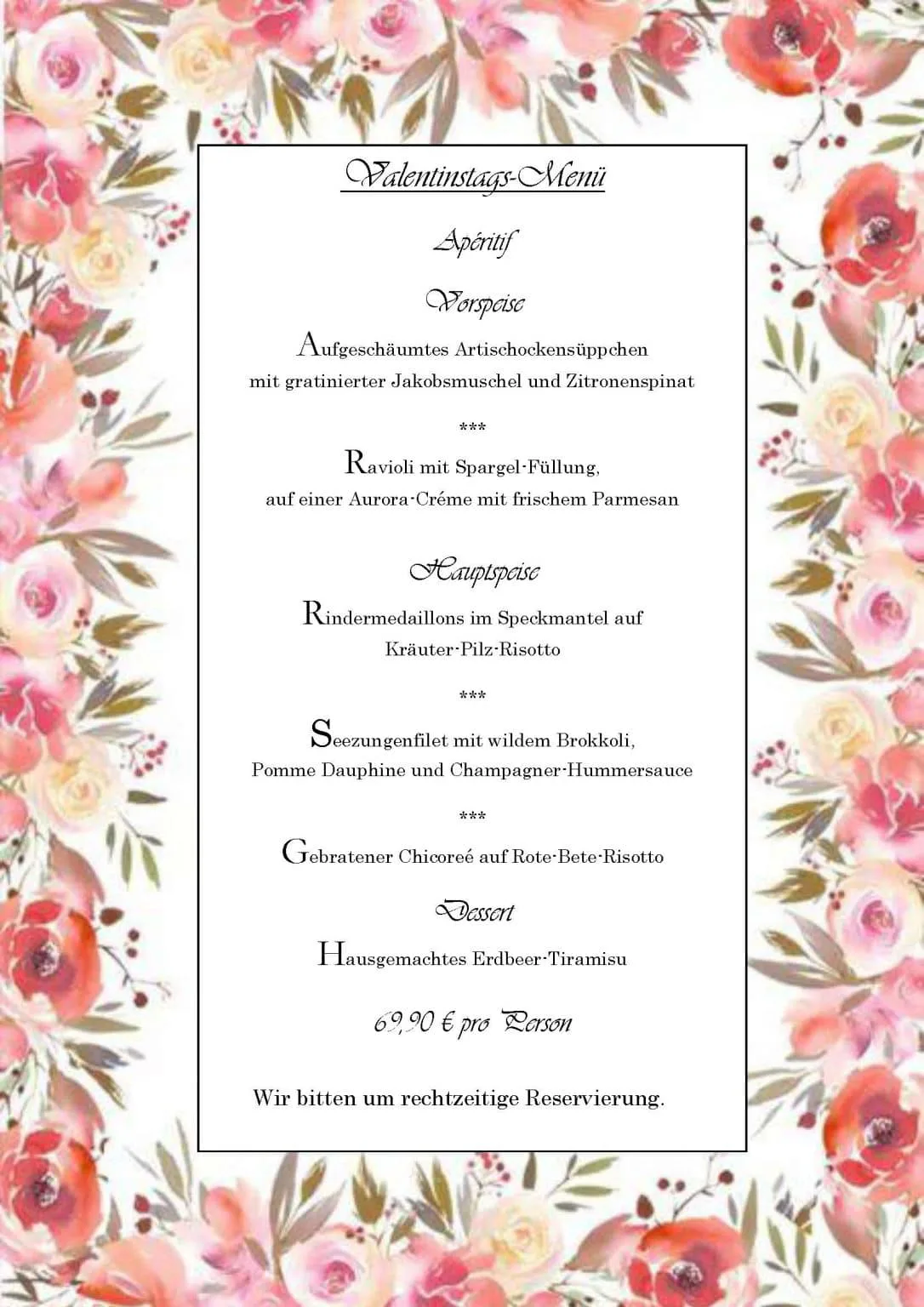 Valentinstag Menu - Landhaus Schöneberg